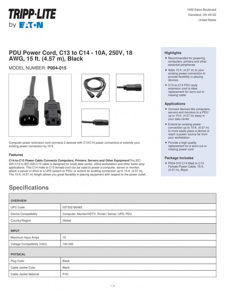 P004-015 technical document page 1