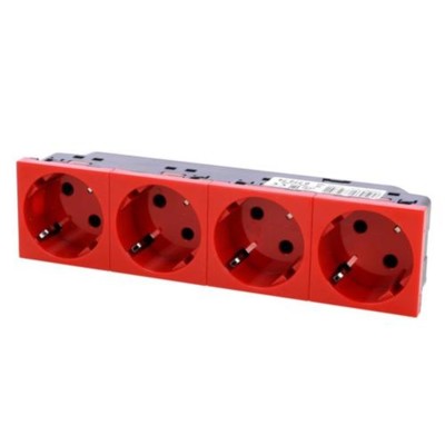 Mosaic™ - Multi-support multiple socket - 4x2P+E automatic terminals - red for sale