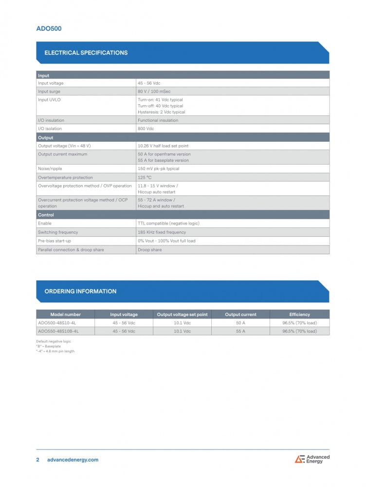 ADO500 datasheet page 2