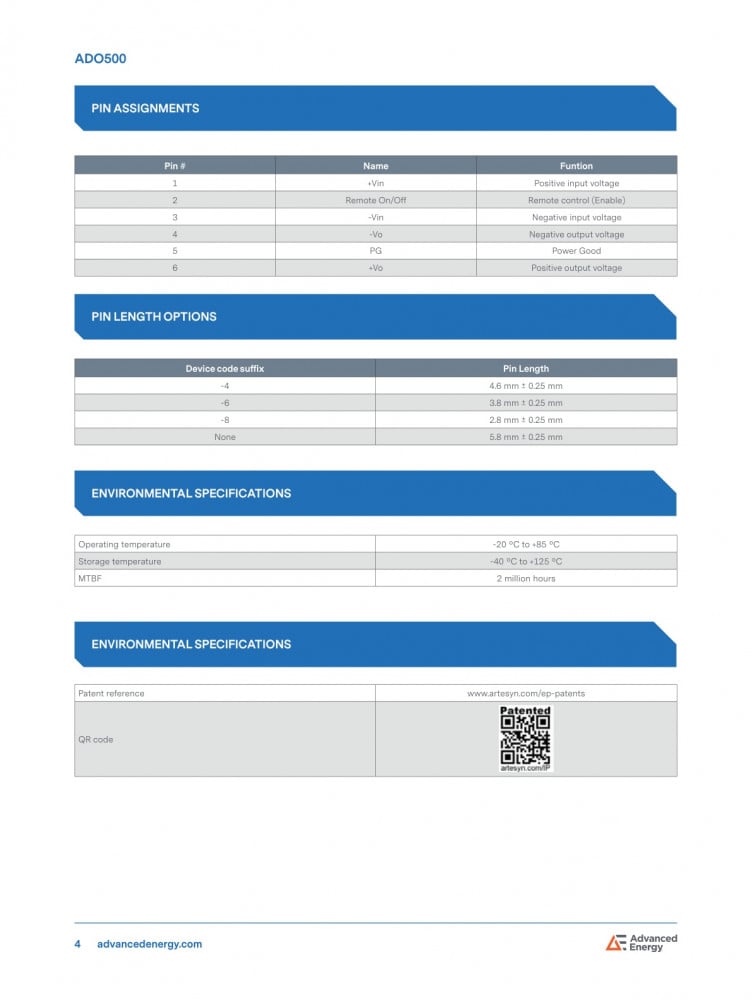 ADO500 datasheet page 4