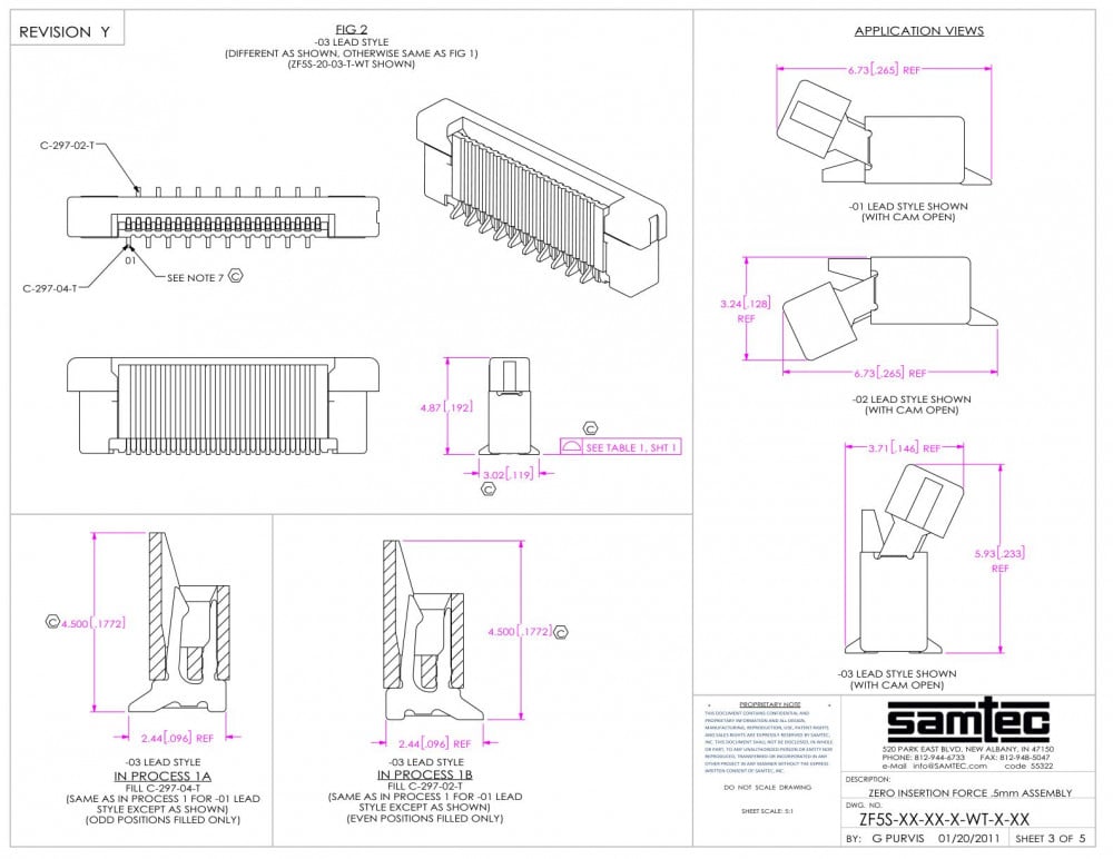 Samtec ZF5S technical drawing page 3