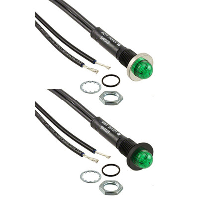 Neon Panel Mount Indicator Green .380″ Hi-Dome 125V Wire Leads for sale