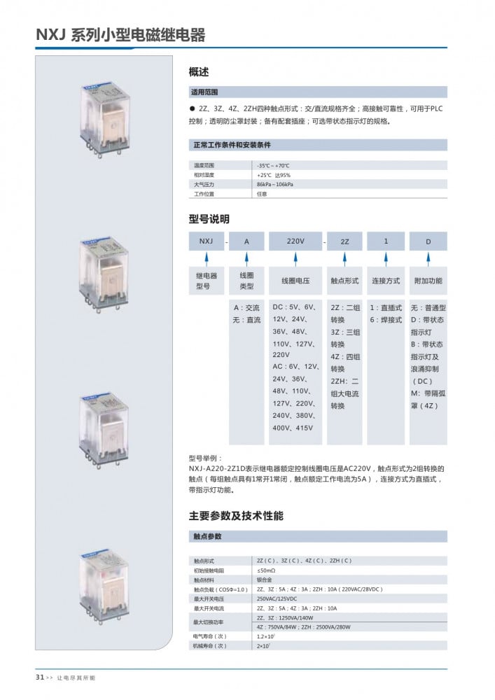 NXJ series relay datasheet page 1