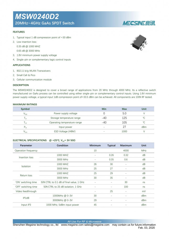 MSW0240D2 datasheet page 1