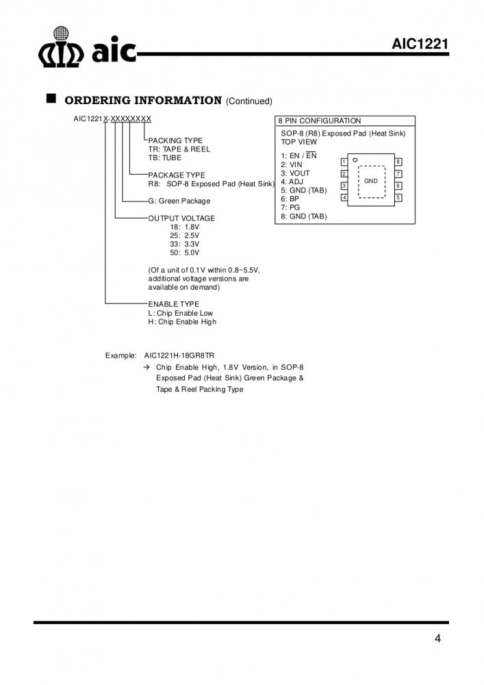 AIC1221 datasheet page 4
