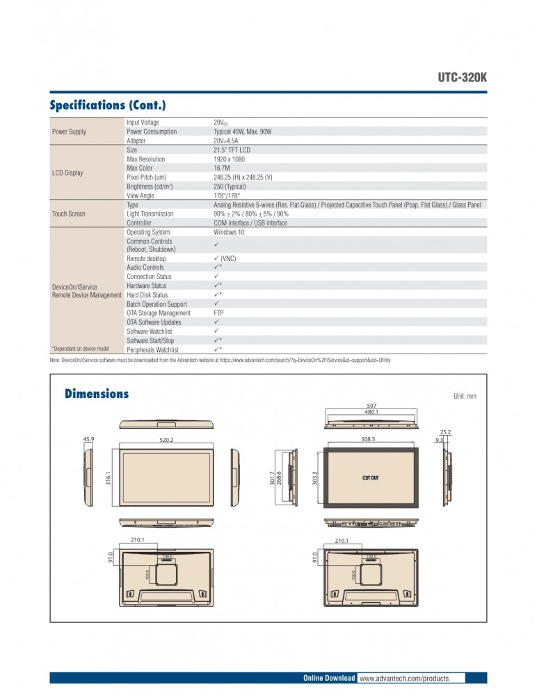 UTC-320K technical document page 2