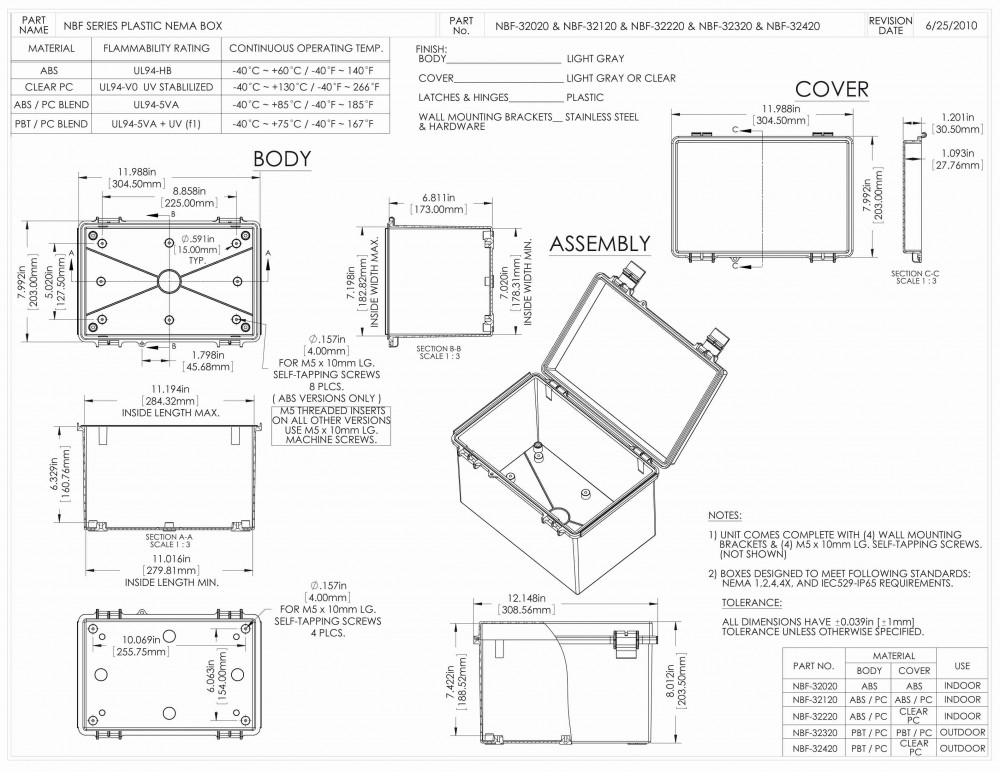 NBF Series enclosure technical drawing reference