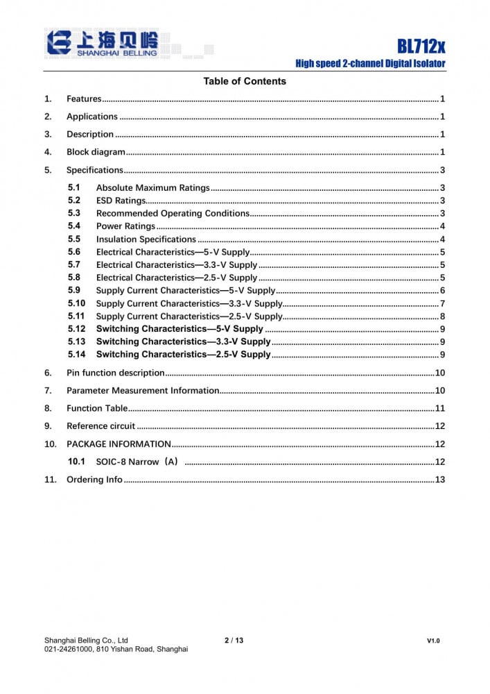BL7121AH datasheet page 2