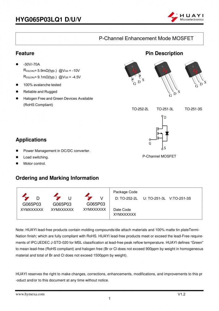 HYG065P03LQ1D datasheet page 1