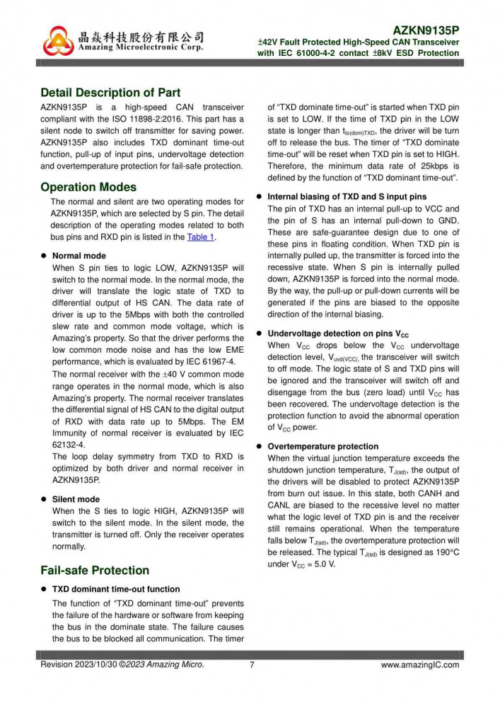 AZKN9135P datasheet page 7