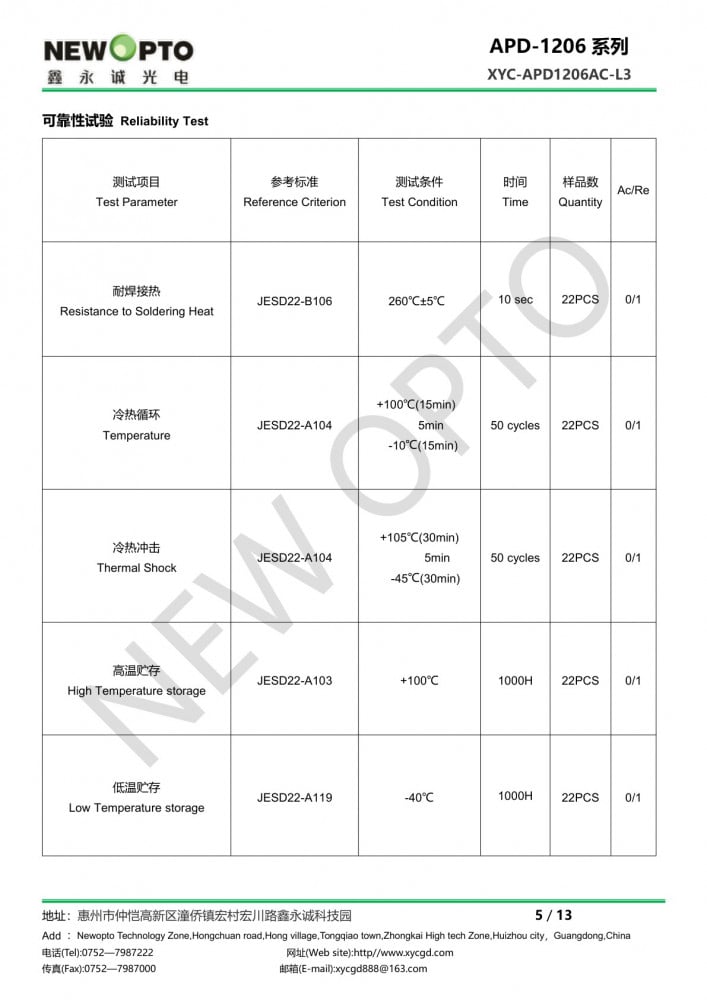 XYC-APD1206AC-L3 specification page 5