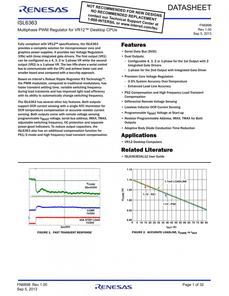ISL6363CRTZ datasheet page 1