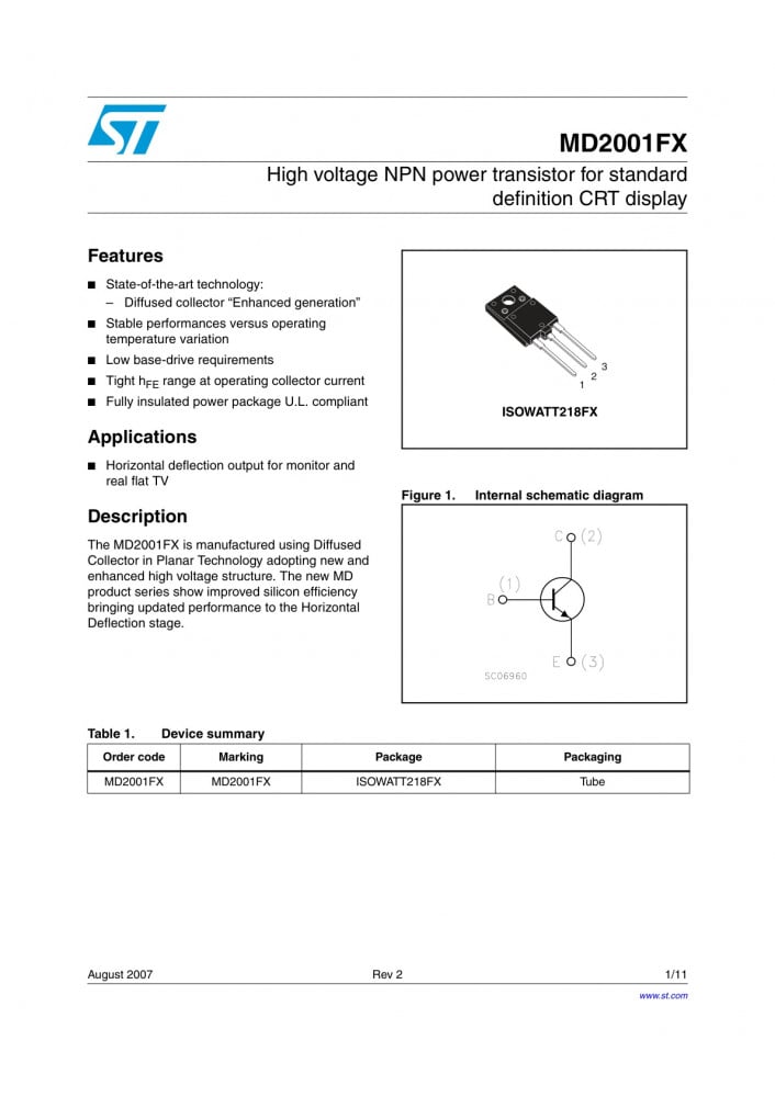 MD2001FX datasheet page 1