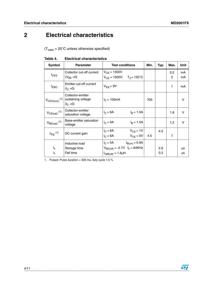 MD2001FX datasheet page 4