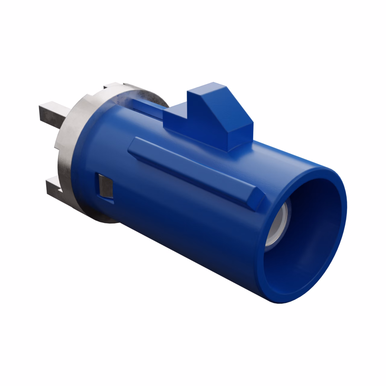 FAKRA Jack, Straight, PCB Receptacle, Through Hole, Keying Code C, Brass Body, Tin (Sn) Plated, Blue, 50 Ohms for sale