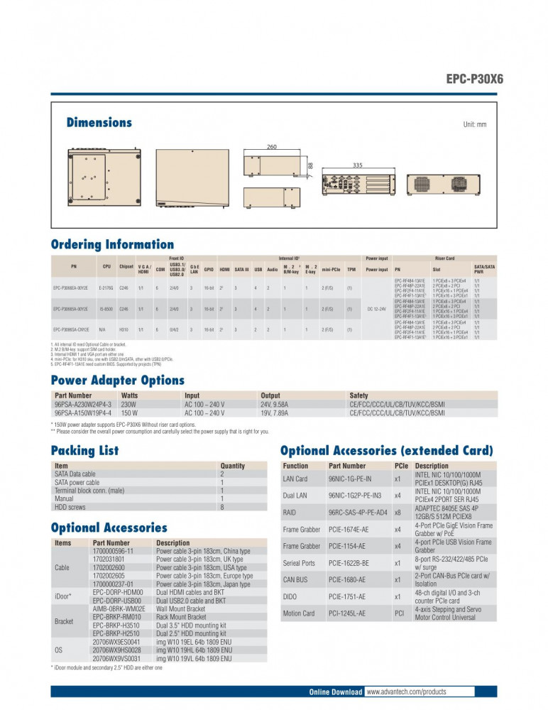 EPC-P3000 product document page 2