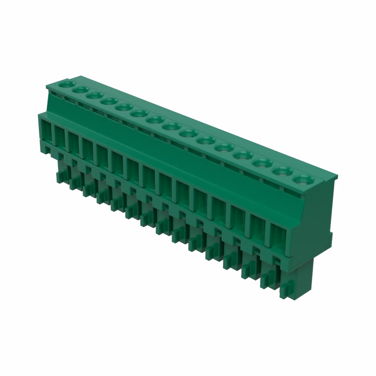 3.81mm Pitch Eurostyle Vertical Plug, with Standard Imprinting, Front Wire Entry, Green Housing, 15 Circuits for sale
