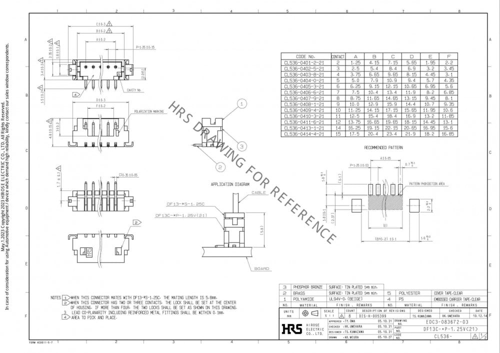 HRS DF13C-10P-1.25V(21) drawing page 1