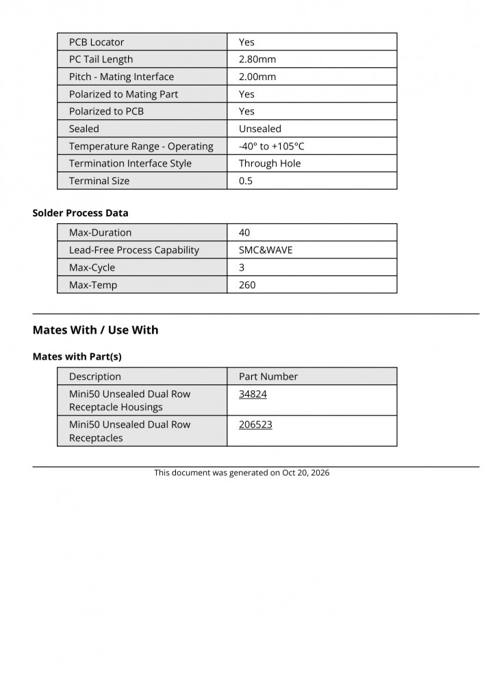 Technical document page 3 for MOLEX 348260201