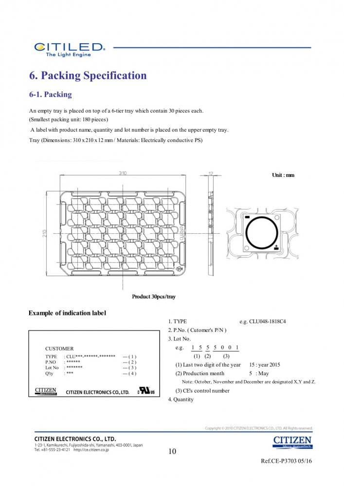 CITILED COB datasheet page 10
