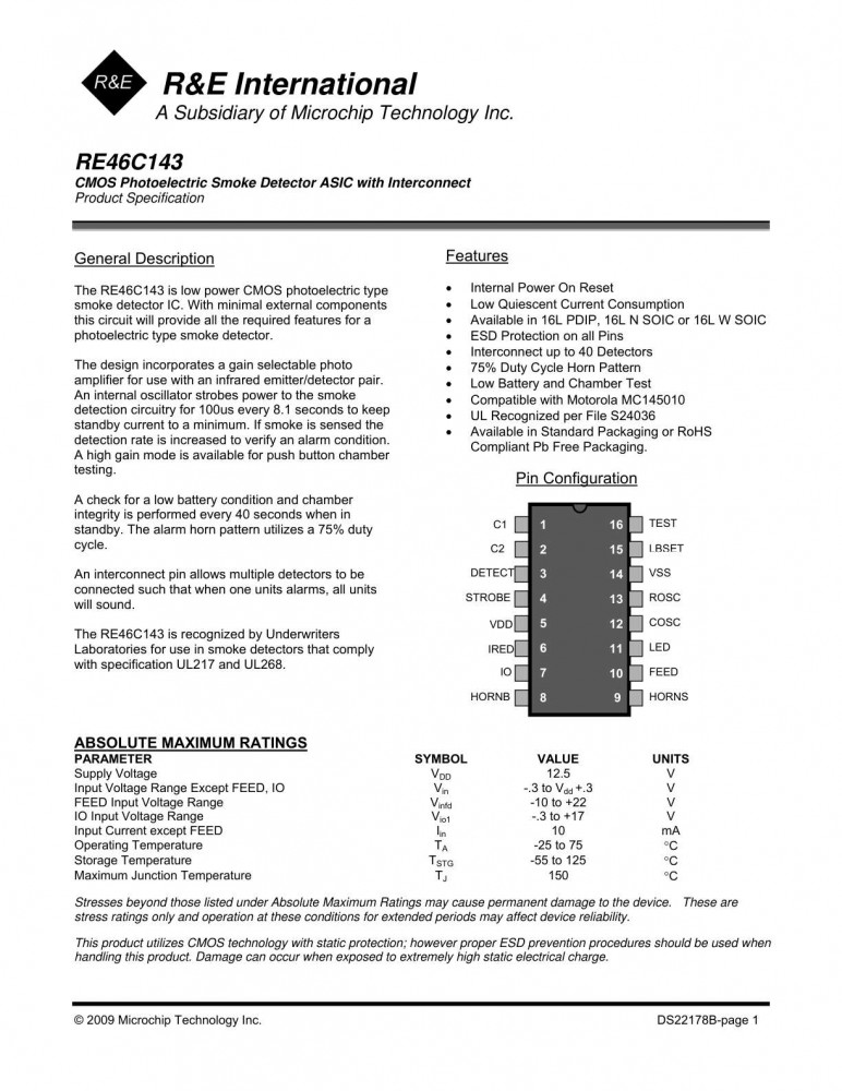 RE46C143S16F datasheet page 1