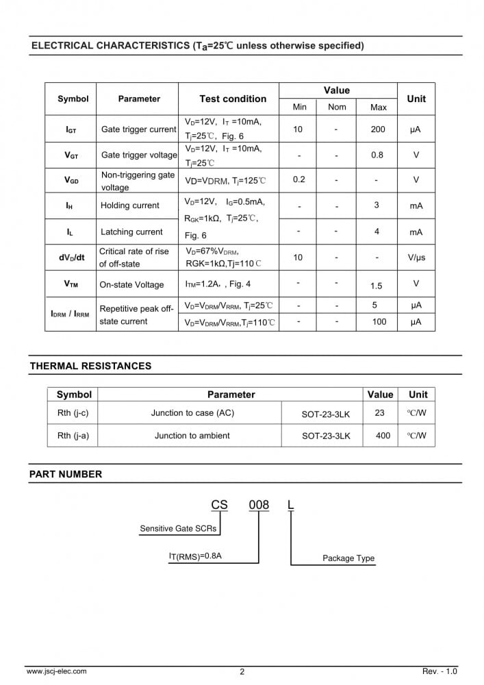 CS008L datasheet page 2