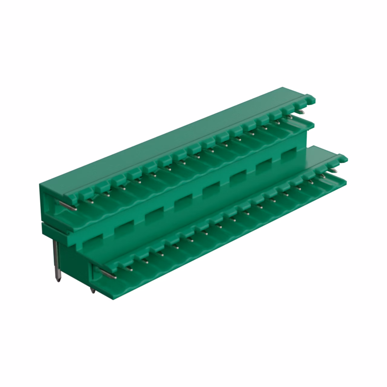 5.00mm Pitch Eurostyle Horizontal Dual Level PCB Header, Open Ends, Green Housing, 34 Circuits for sale