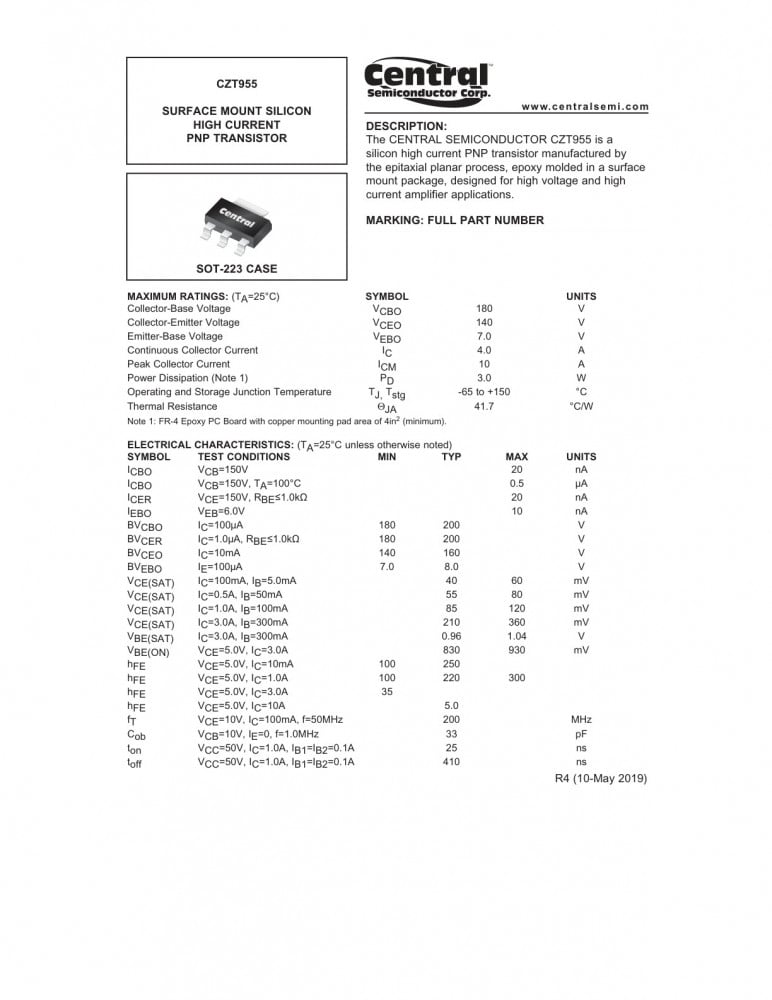 CZT955 TR PBFREE datasheet page 1