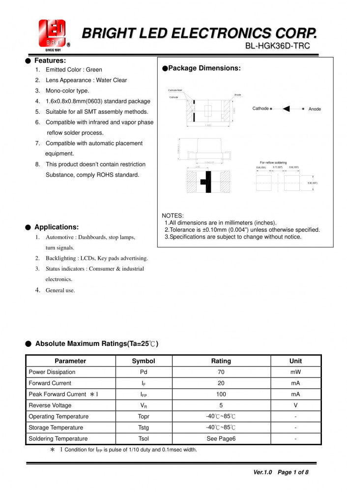 BL-HGK36D-TRC technical document page 1