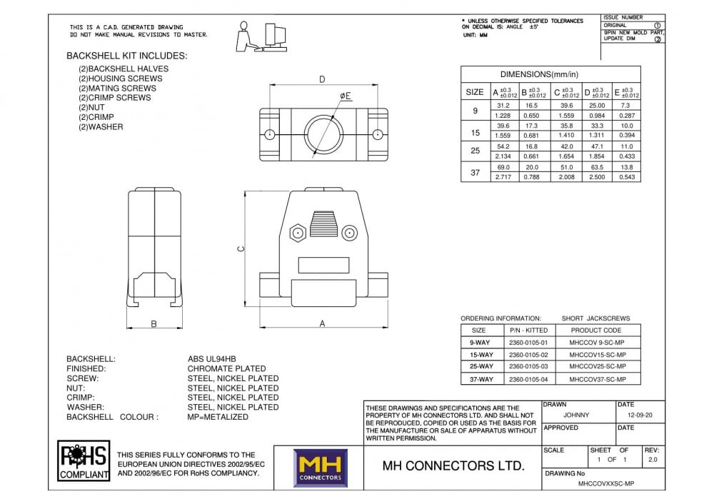 MHCCOV-50-SC-MP technical drawing page 1