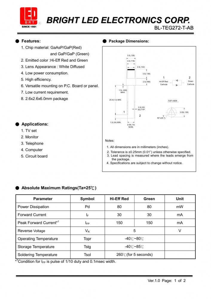 BL-TEG272-T-AB technical document image, page 1