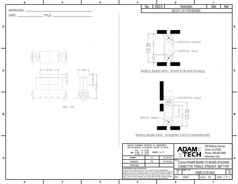 ESMC12-XX-20A2 drawing sheet 2: mating applications