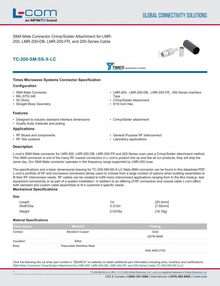 TC-200-SM-SS-X-LC product documentation page 1