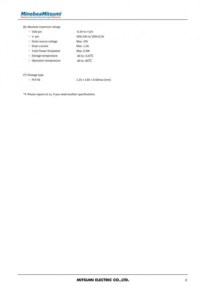 MC3651 series datasheet page 2