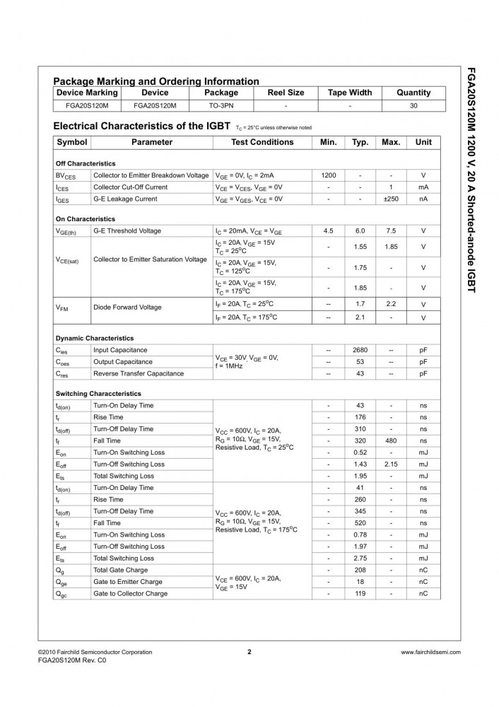 FGA20S120M datasheet page 2