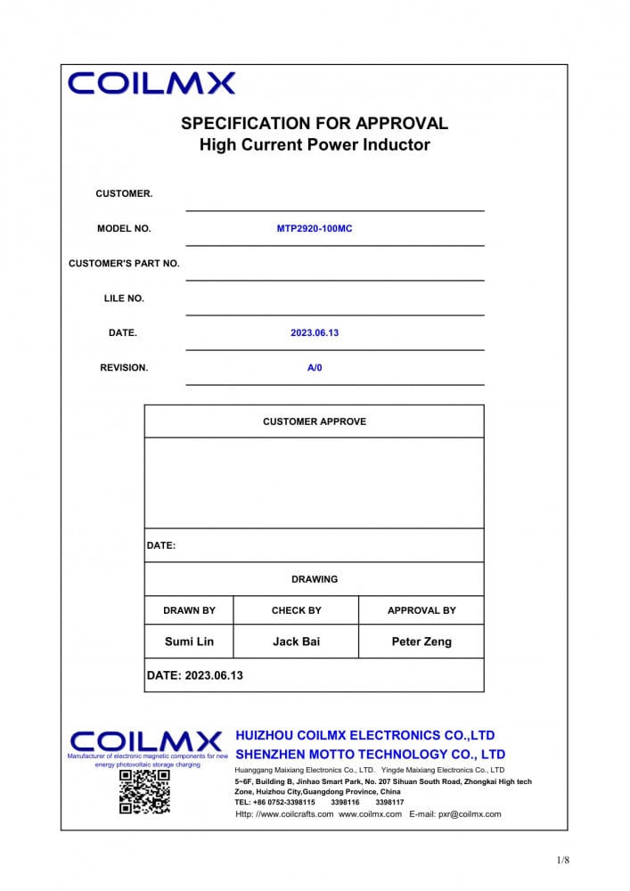 MTP2920-100MC datasheet page 1
