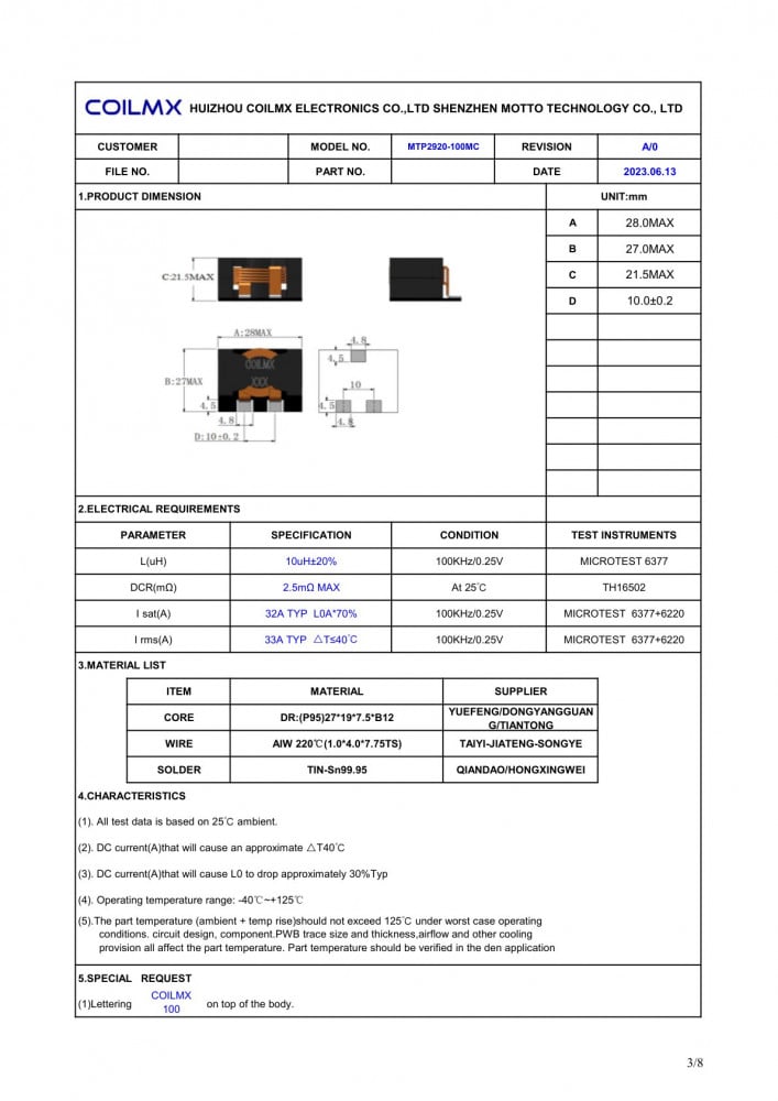 MTP2920-100MC datasheet page 3