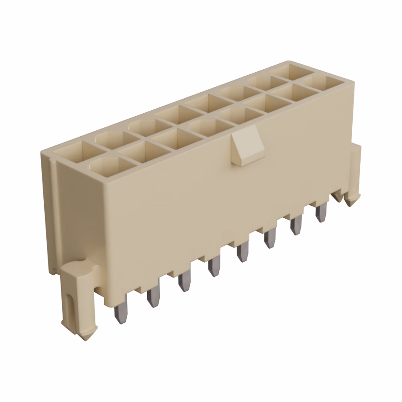 Mini-Fit HCS Header, 4.20mm Pitch, Dual Row, Vertical, with Snap-in Plastic Peg PCB Lock, 16 Circuits, Nylon 6/6 94V-2, Matte Tin (Sn) Plating, with Drain Holes for sale