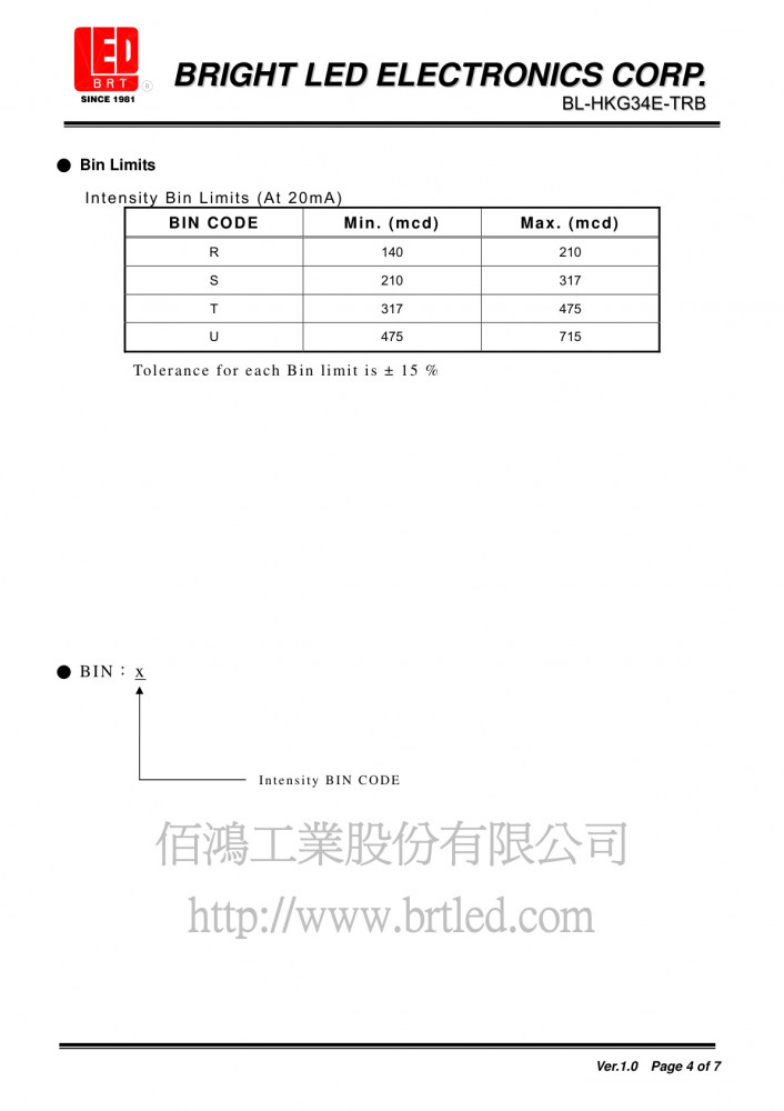BL-HKG34E-TRB datasheet page 4