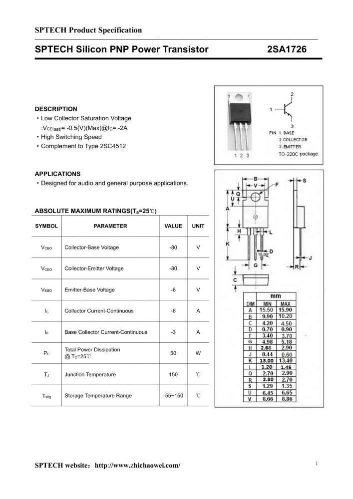 2SA1726 datasheet page 1