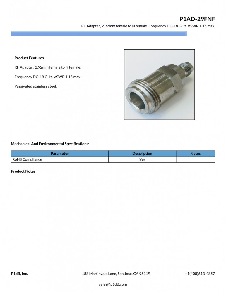 P1AD-29FNF technical document preview