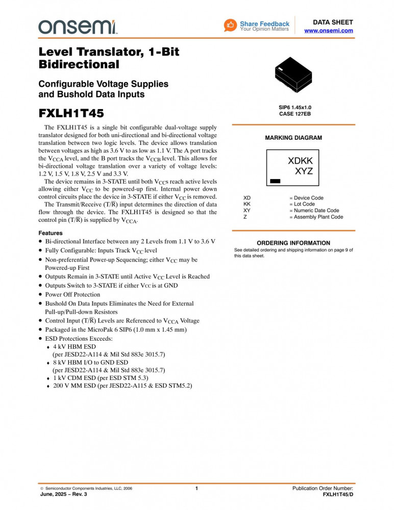 FXLH1T45 datasheet page 1