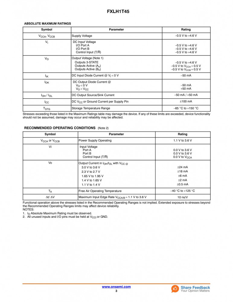 FXLH1T45 datasheet page 3