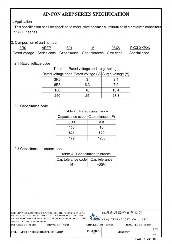 APAQ datasheet page 3