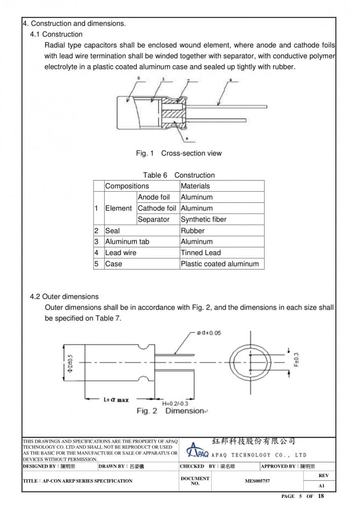 APAQ datasheet page 5