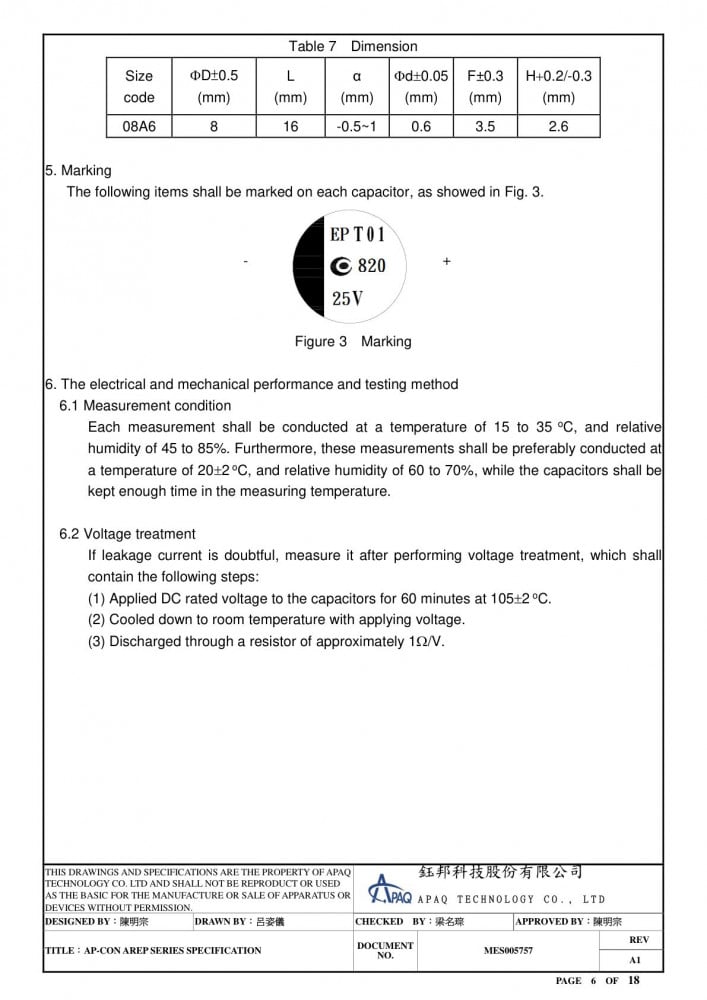 APAQ datasheet page 6