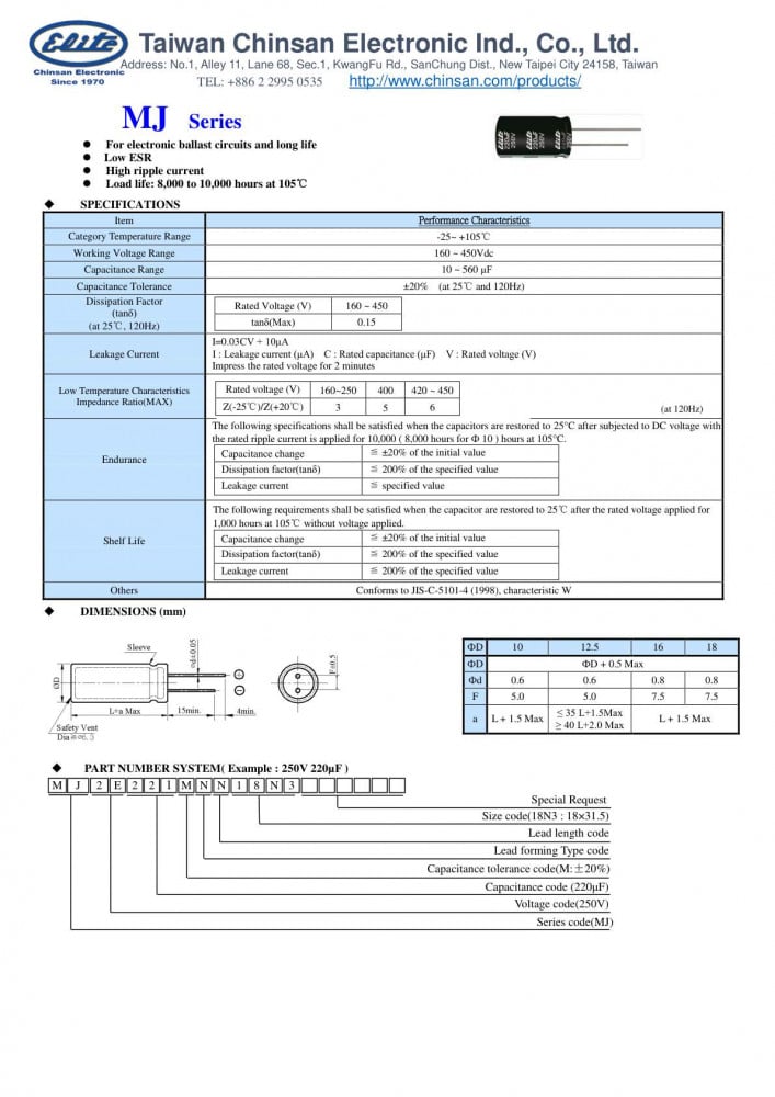 Chinsan MJ series technical document page 1