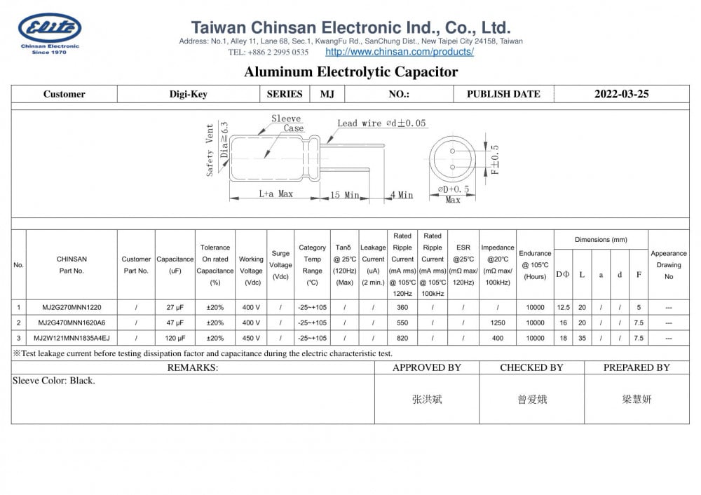 Chinsan MJ series technical document page 2