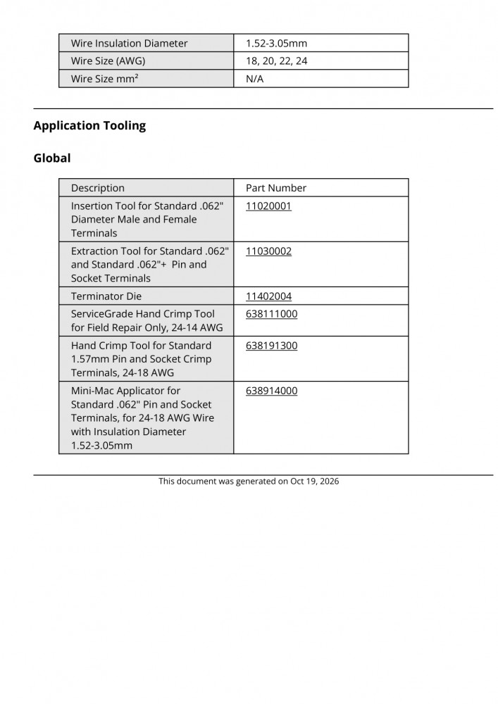 MOLEX .062 miniature pin terminal specification, page 3