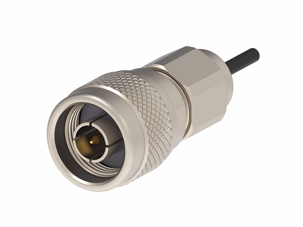 N Plug, Straight, Clamp, RG-213/U Cable, Brass Body, Nickel (Ni) Plated, Bag, 50 Ohms for sale